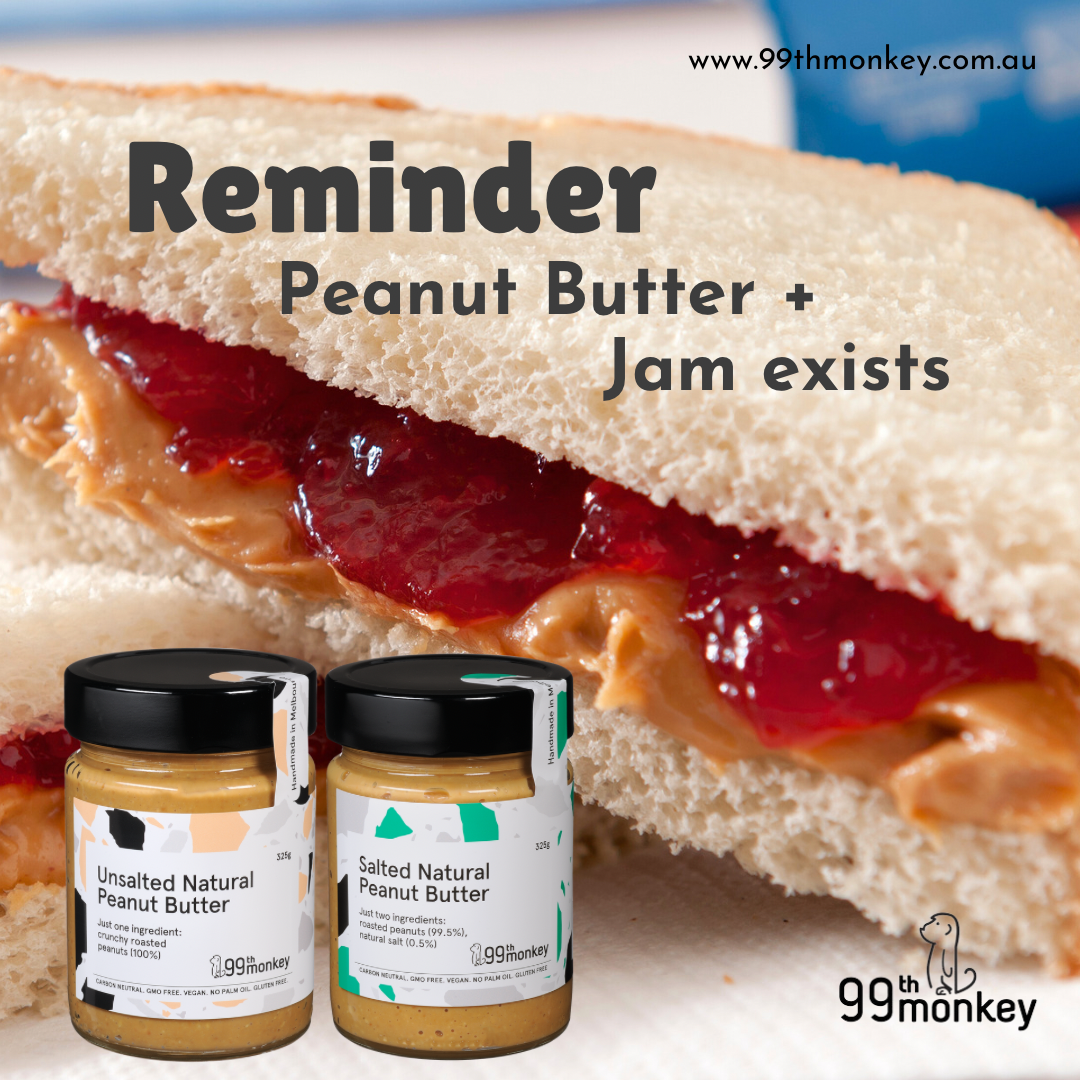 Peanut Butter and Jam – 99th Monkey Natural Australian Nut Butters