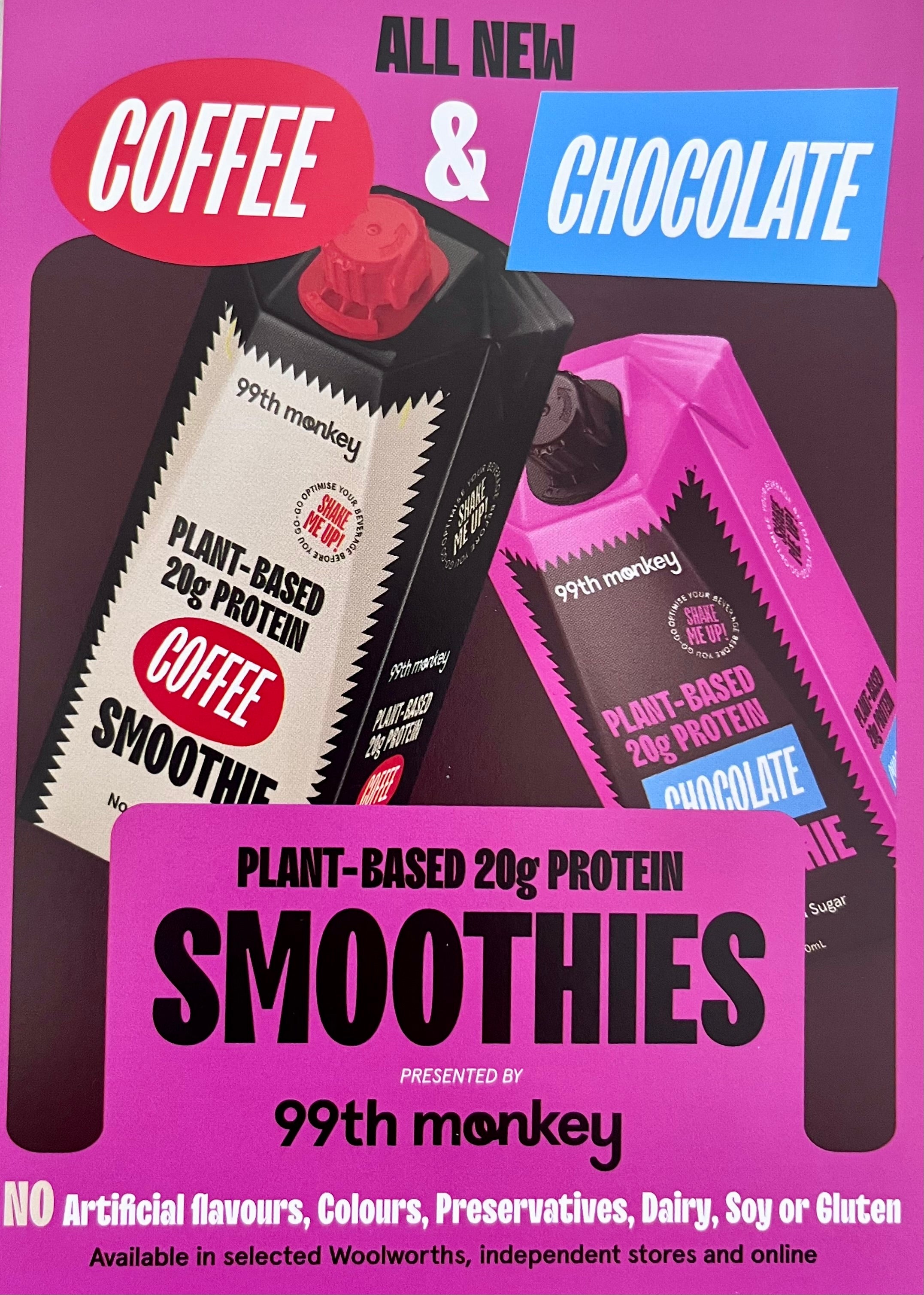 NEW in Woolworths Supermarkets: 99th Monkey’s Plant-Based Protein Smoo ...